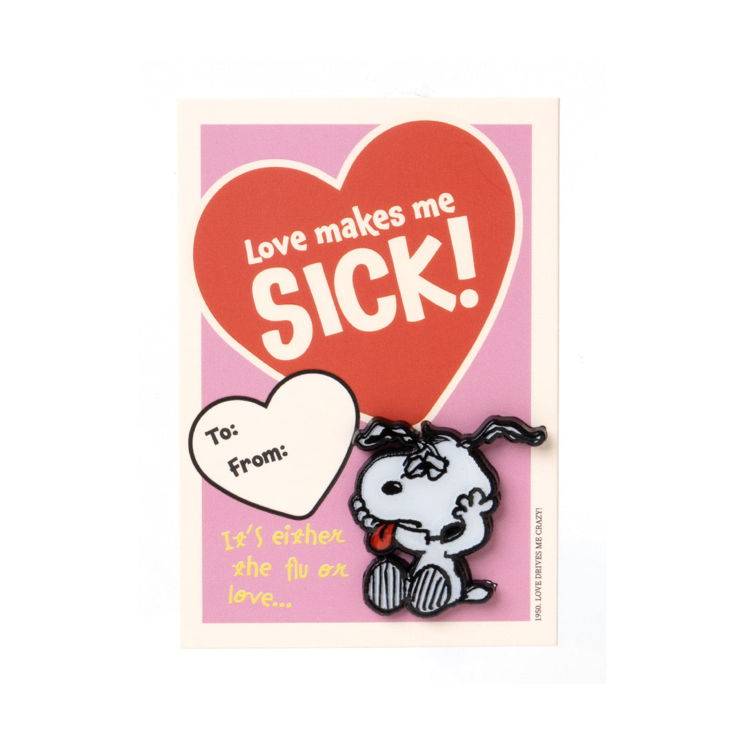 Snoopy V Day Love Sick Pin Card